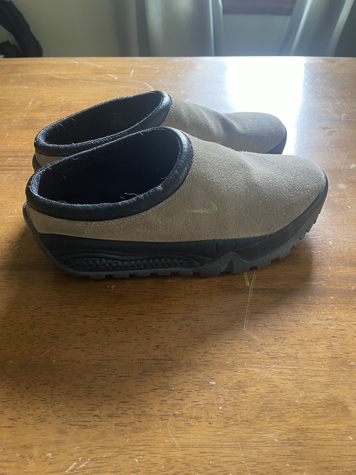 Nike Vintage Nike ACG Rufus 1 2000 Clog Mule Suede Beige Black | Grailed