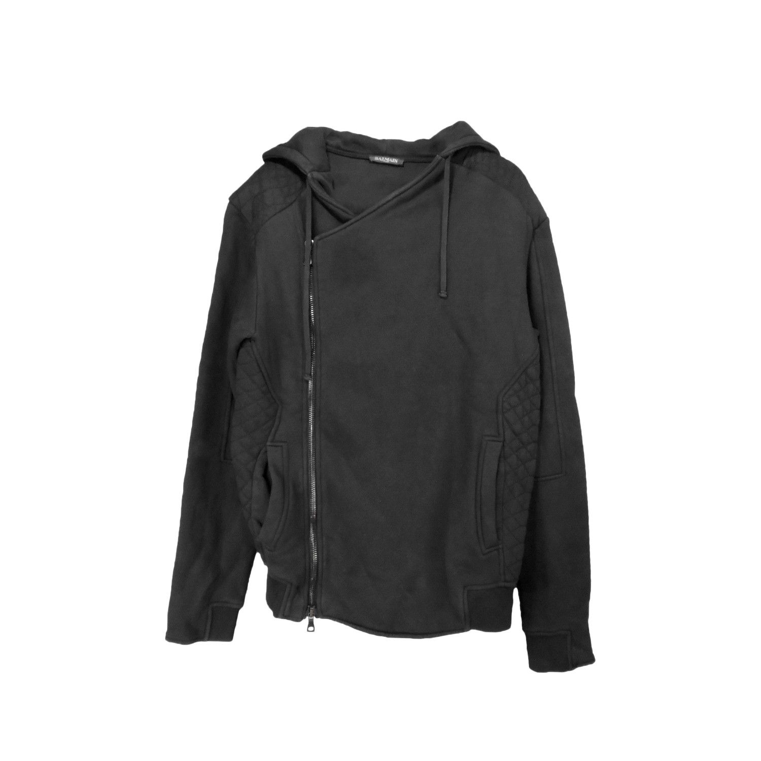 Balmain BALMAIN ASYMMETRICAL MOCK NECK ZIP-HOODIE | Grailed