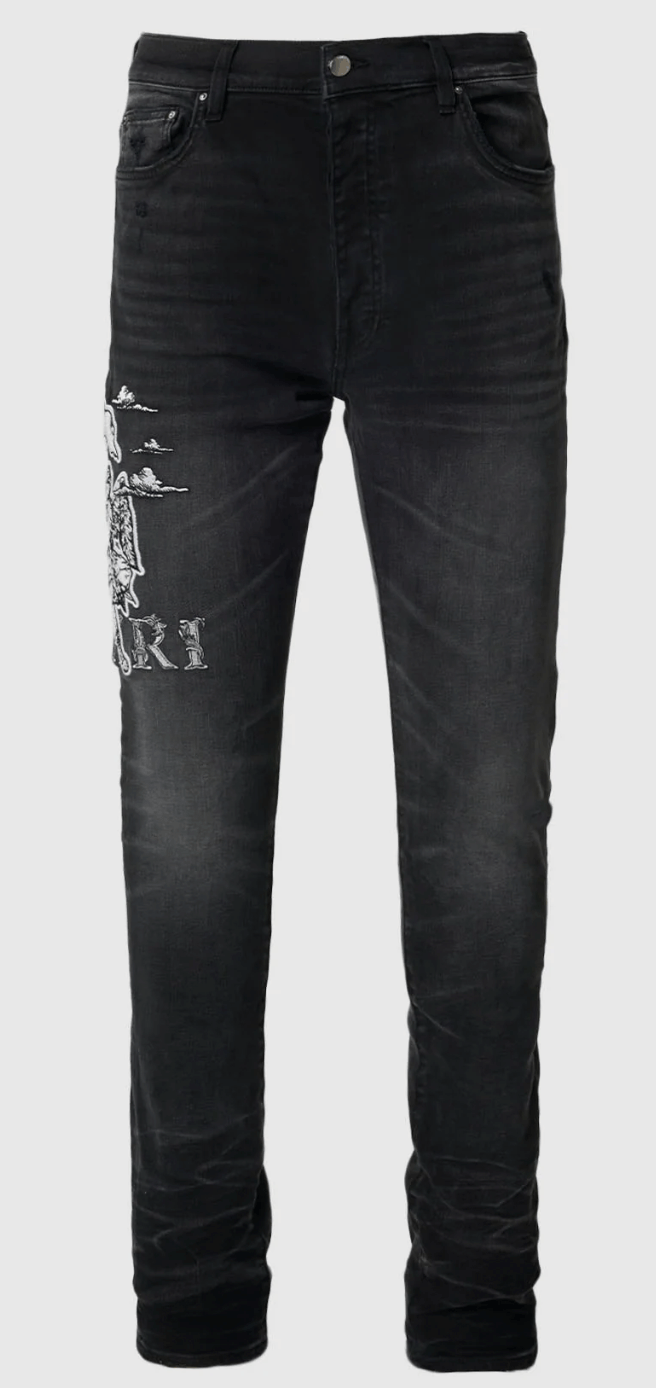 Amiri Amiri Angel Patch Jeans Faded Black | Grailed