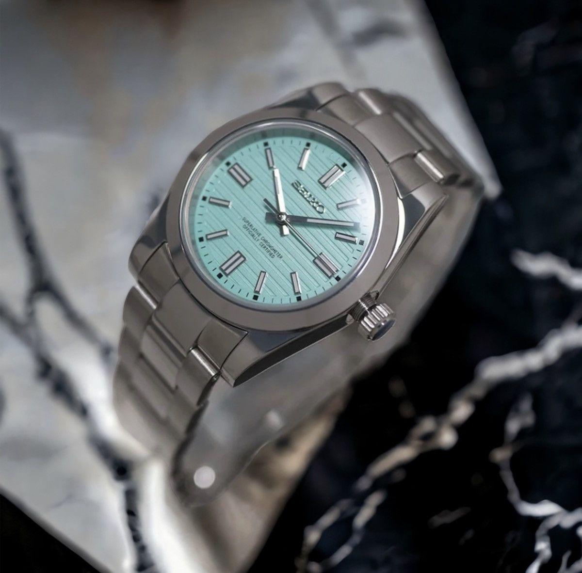 Seiko Seiko Mod Oyster Perpetual Tiffany Blue Steel 36mm Watch | Grailed
