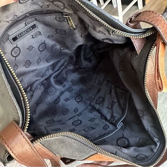 Born BORN Genuine Leather Two-Tone Large Shoulder Tote Bag | Grailed