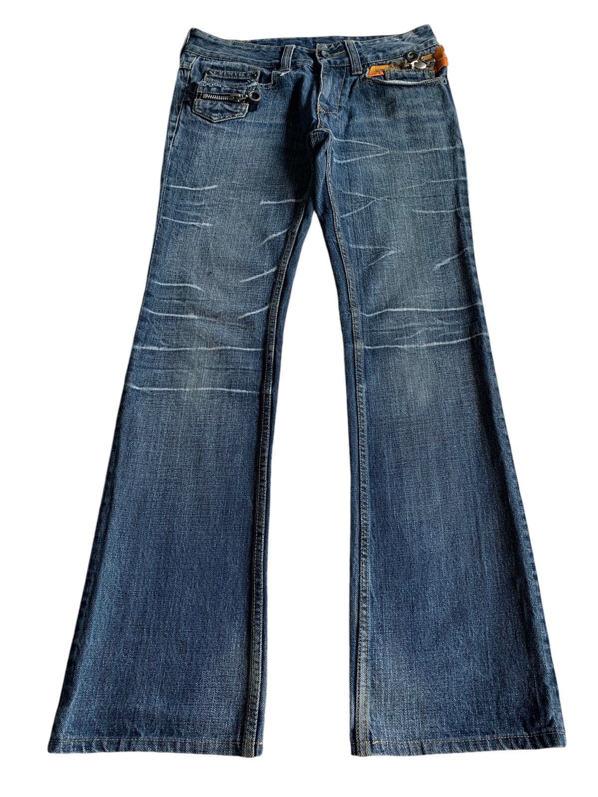 Flare Semantic Design Punk Style Zipper Distressed Denim☠️🎌 Flare Semantic Design Punk Style Zipper Distressed Denim☠️🎌