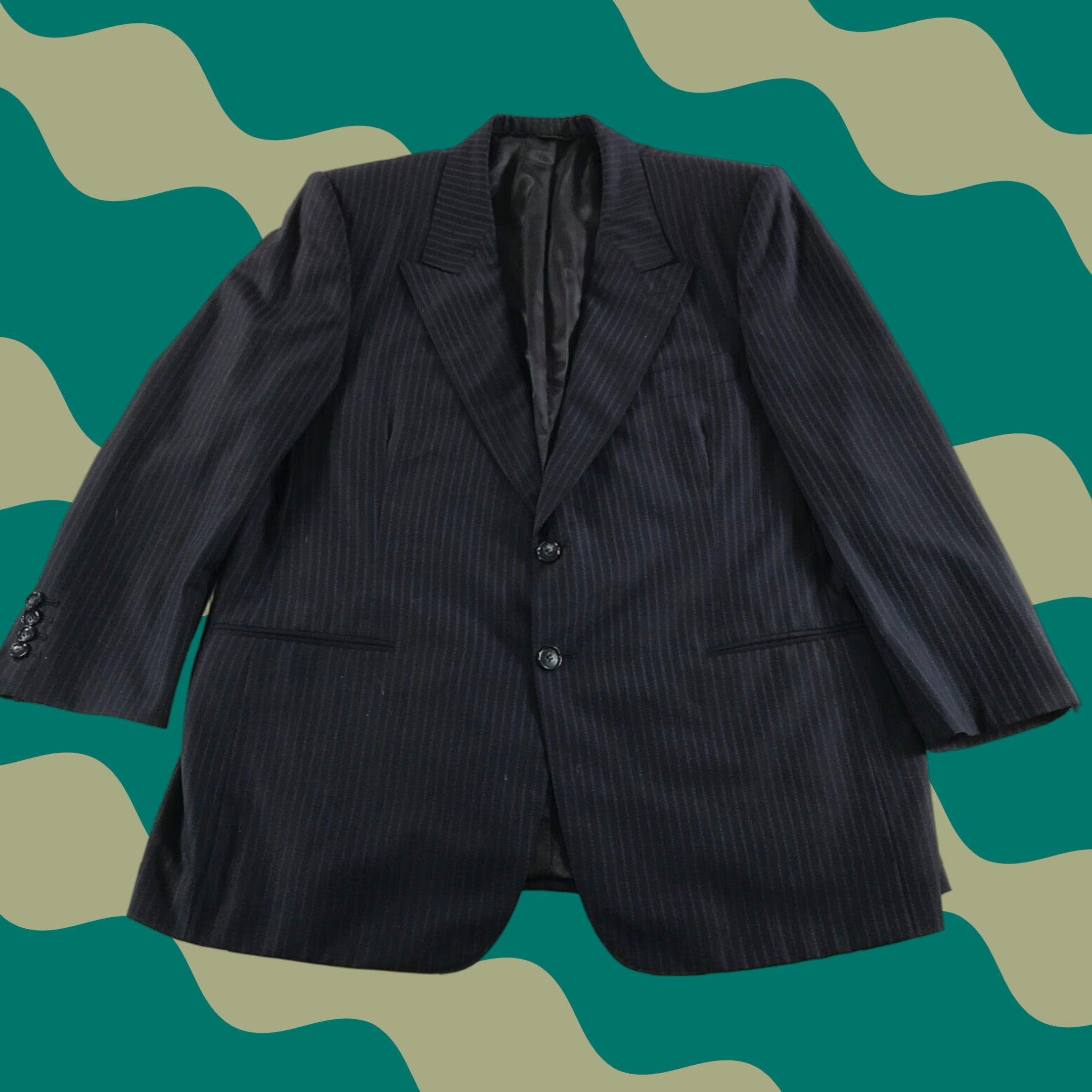 Vintage VINTAGE Lou Myles Suit Mens 46 Jacket 41x25 Navy Blue Pinstripe ...