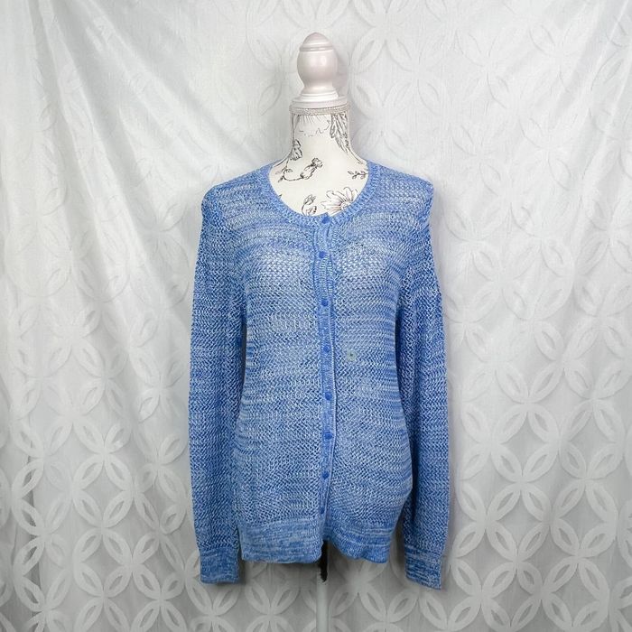 Loft Loft Open Knit Button Up Cardigan Space Blue Sweater NWT | Grailed