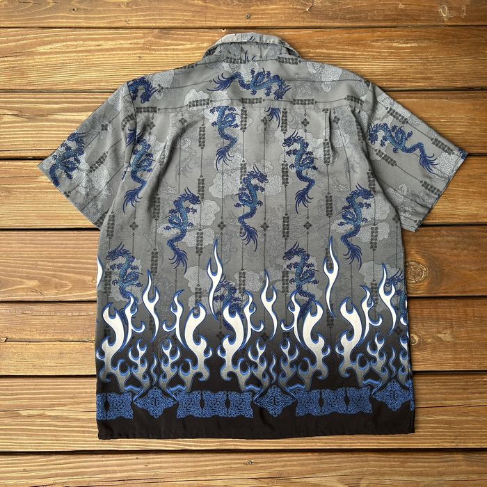 Vintage Vintage 2000’s Emergency Exit Dragon Blue Flame Design Shirt ...