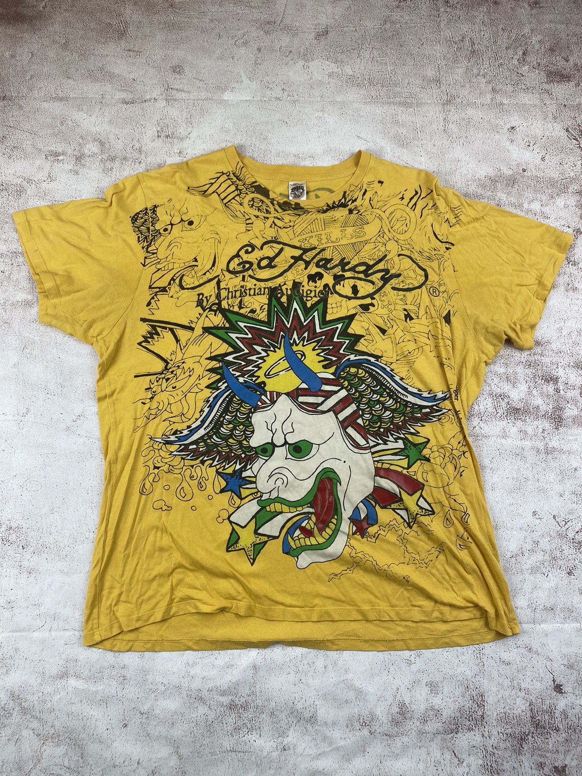 Ed Hardy Rare ed hardy yellow tee y2k old school 2000s | Grailed