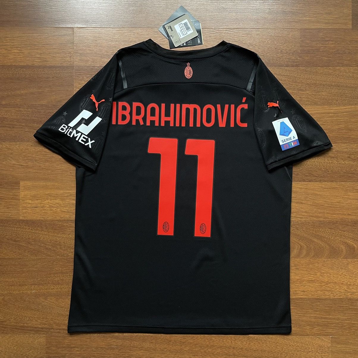 Vintage MILAN PUMA 2021/2022 FOOTBALL THIRD JERSEY #11 IBRAHIMOVIC ...