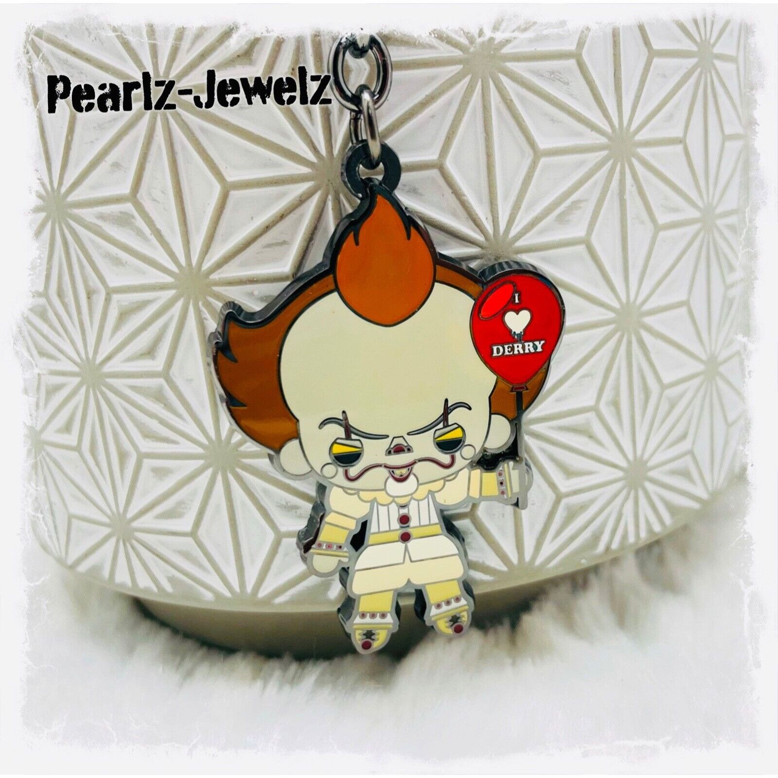 Disney Loungefly IT Pennywise Clown I Love Derry Balloon Chibi Enam ...