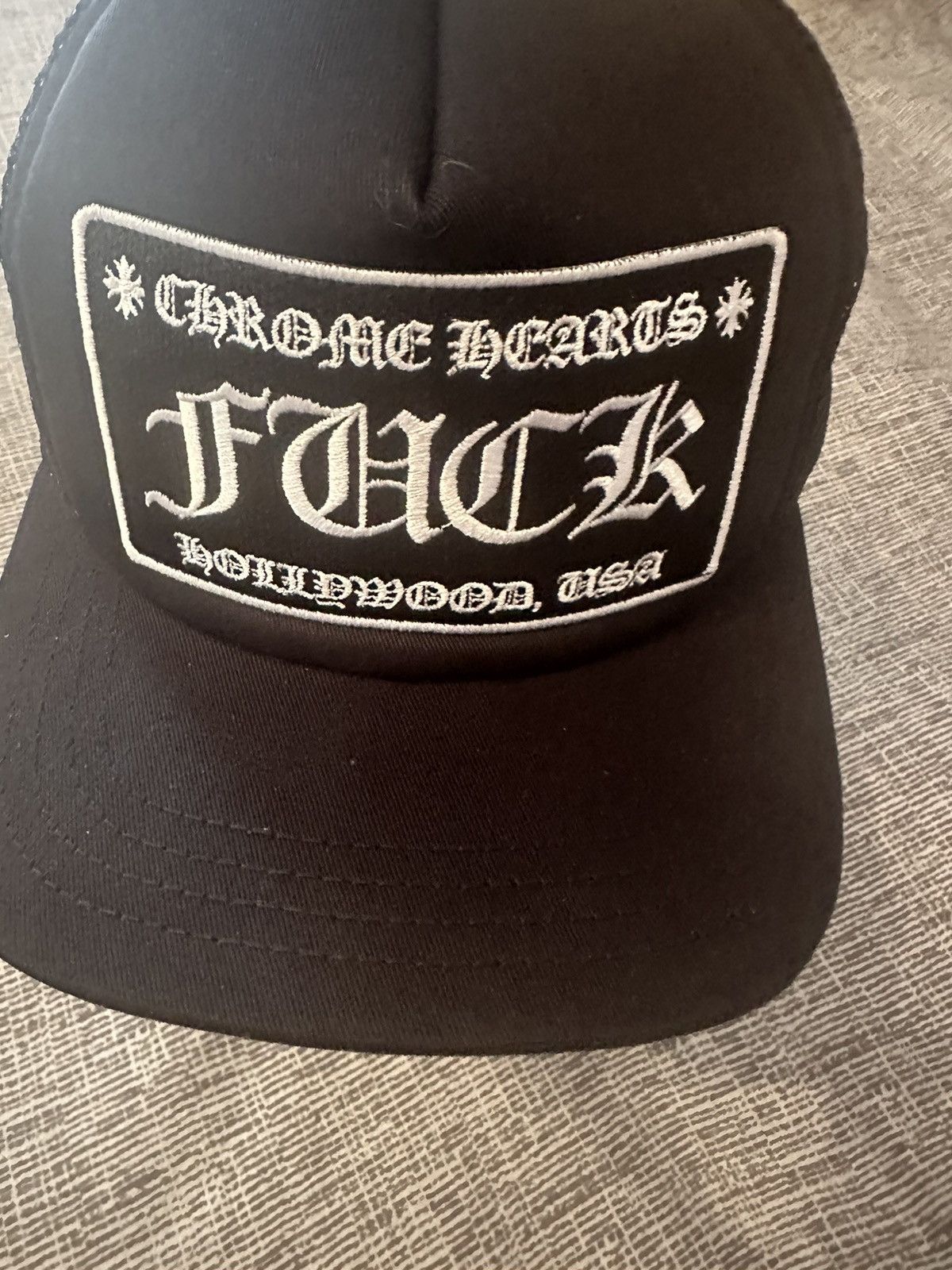 Chrome Hearts Chrome Heart Fuck Hollywood Trucker Hat | Grailed