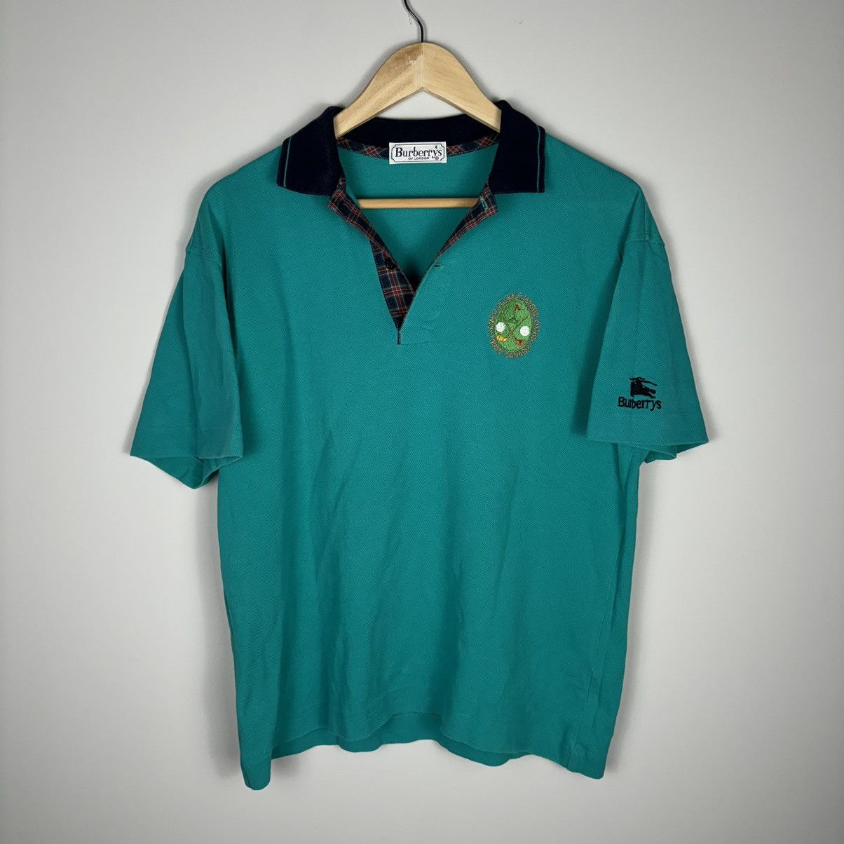Burberry × Luxury × Vintage Burberry Vintage Polo T-shirt Aqua designer ...