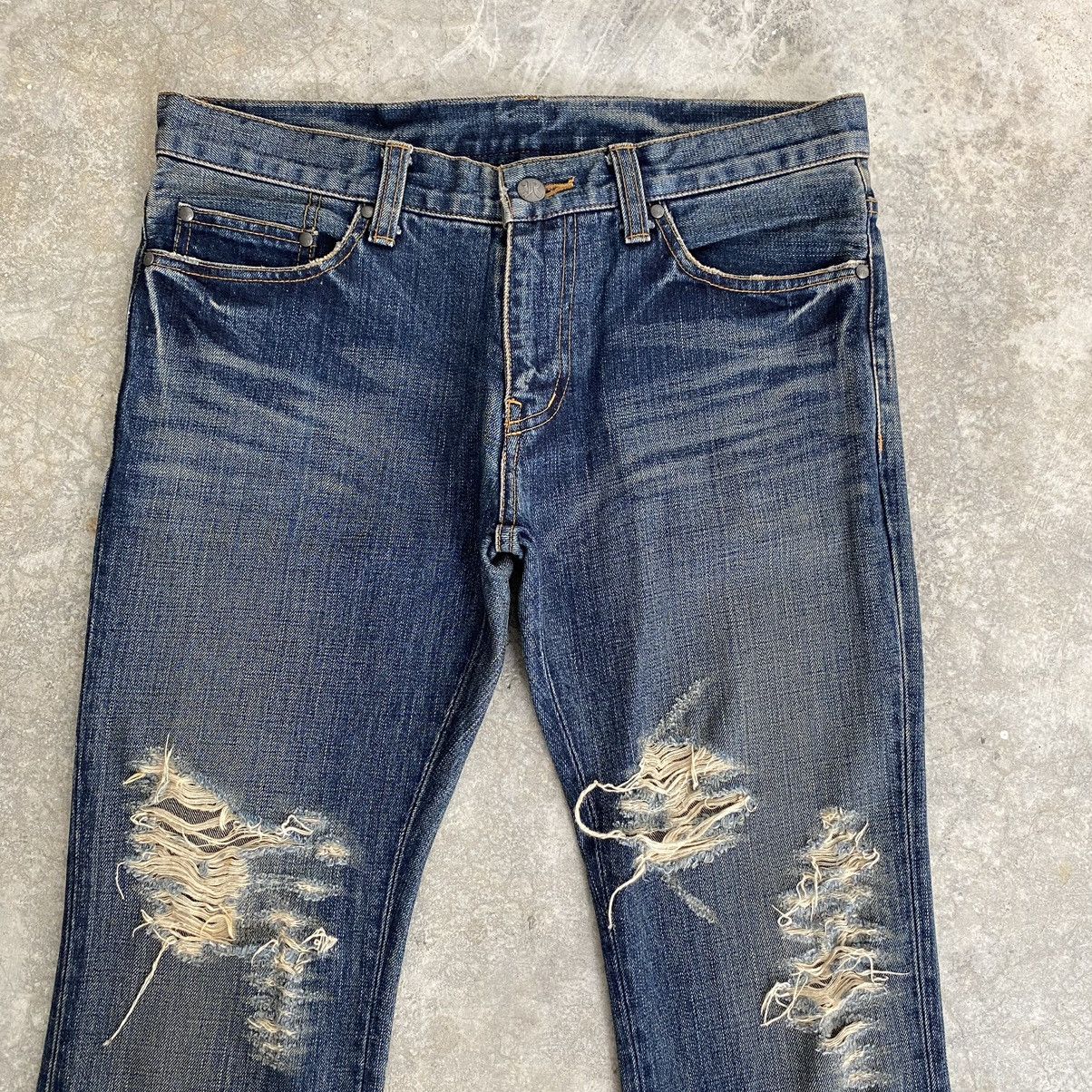 Japanese Brand Koromo X Rico Japan Mud Blue Distressed Flared Denim ...
