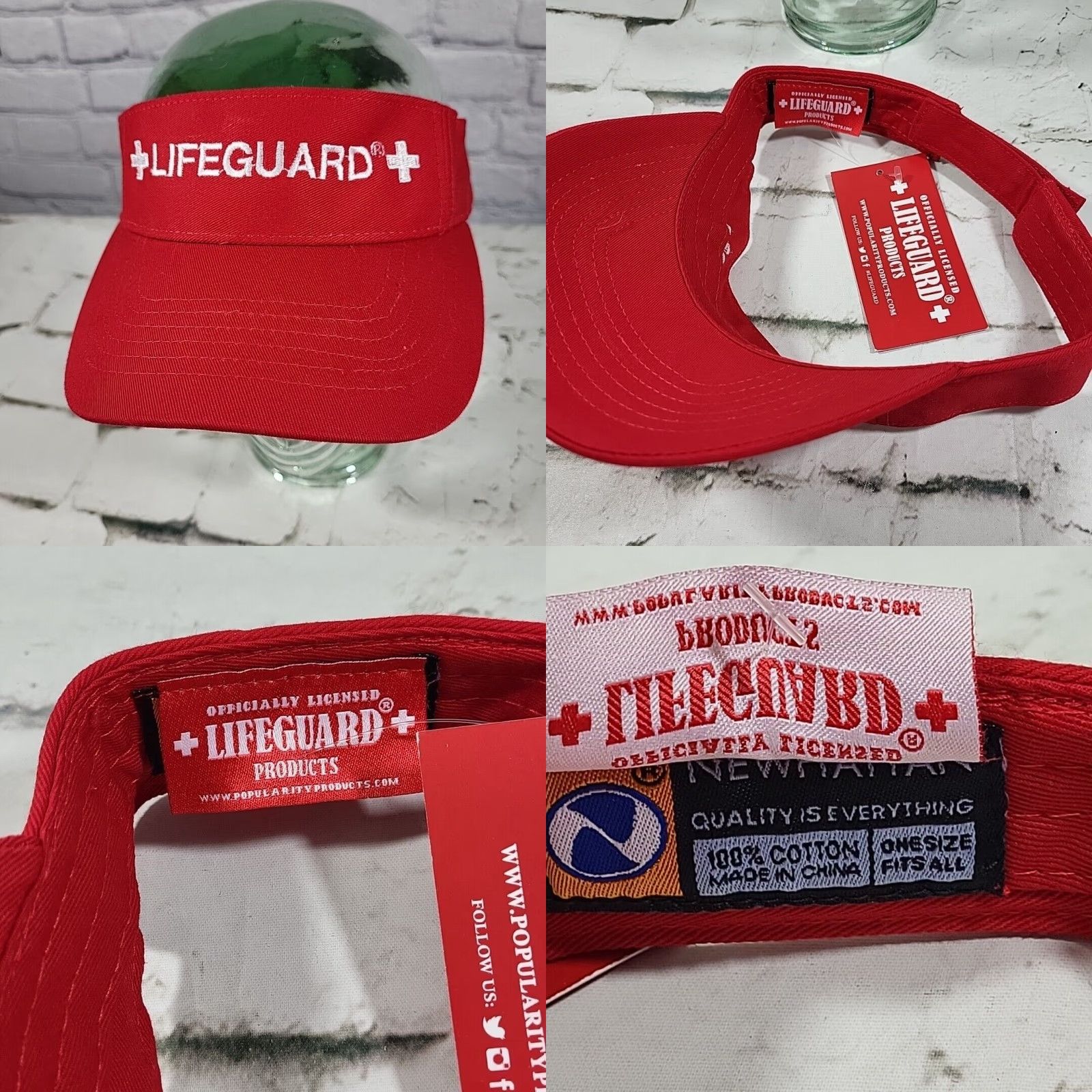 Vintage Authentic Lifeguard Red Adjustable Visor Hat With Original ...
