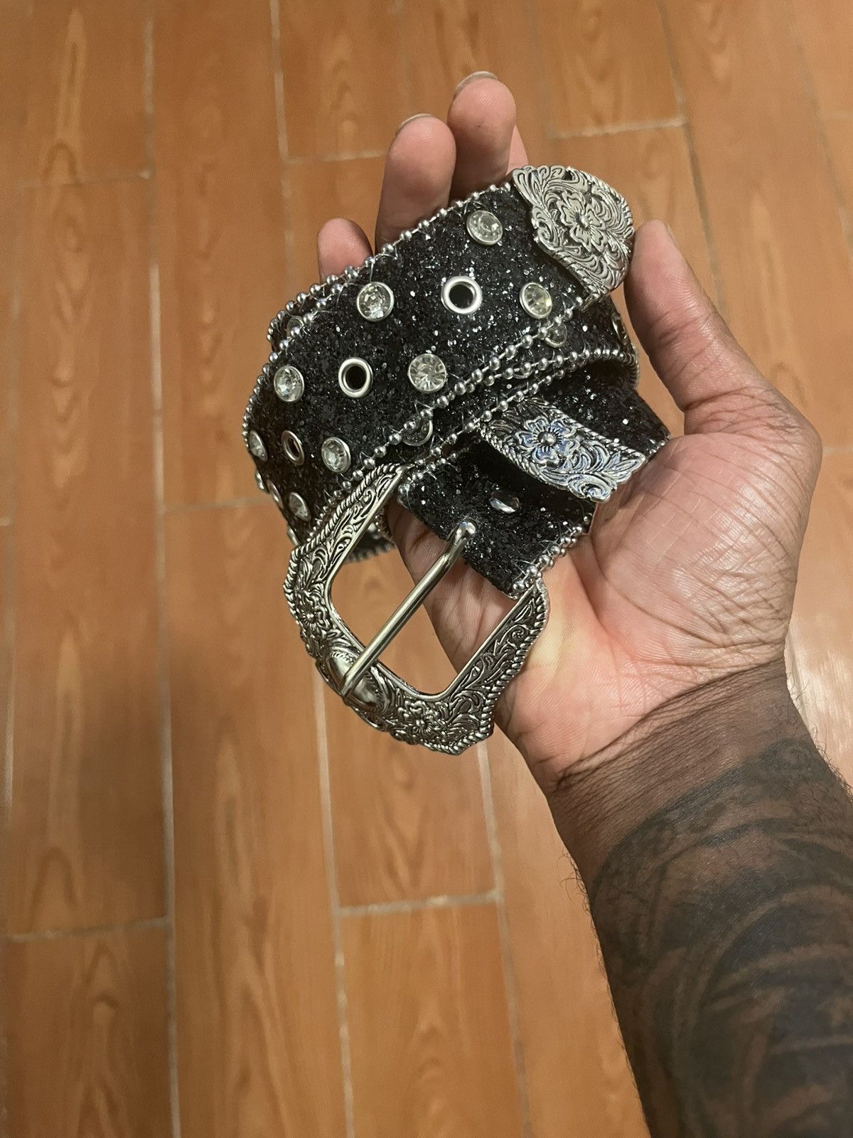Other Bb Simone style rhinestone studded black belt | Grailed