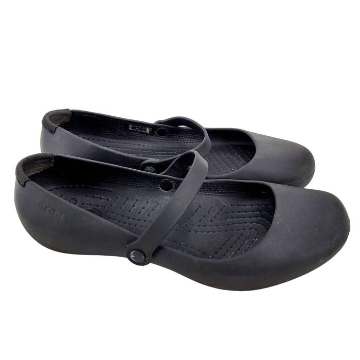 Crocs Alice Work Size 10 Black Slip Resistant Mary Jane Black Flat ...