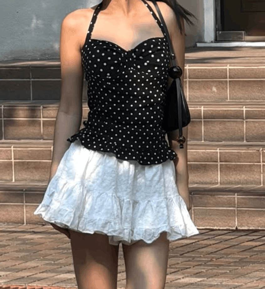 Japanese Brand Sweet and spicy wave point halter top vest | Grailed