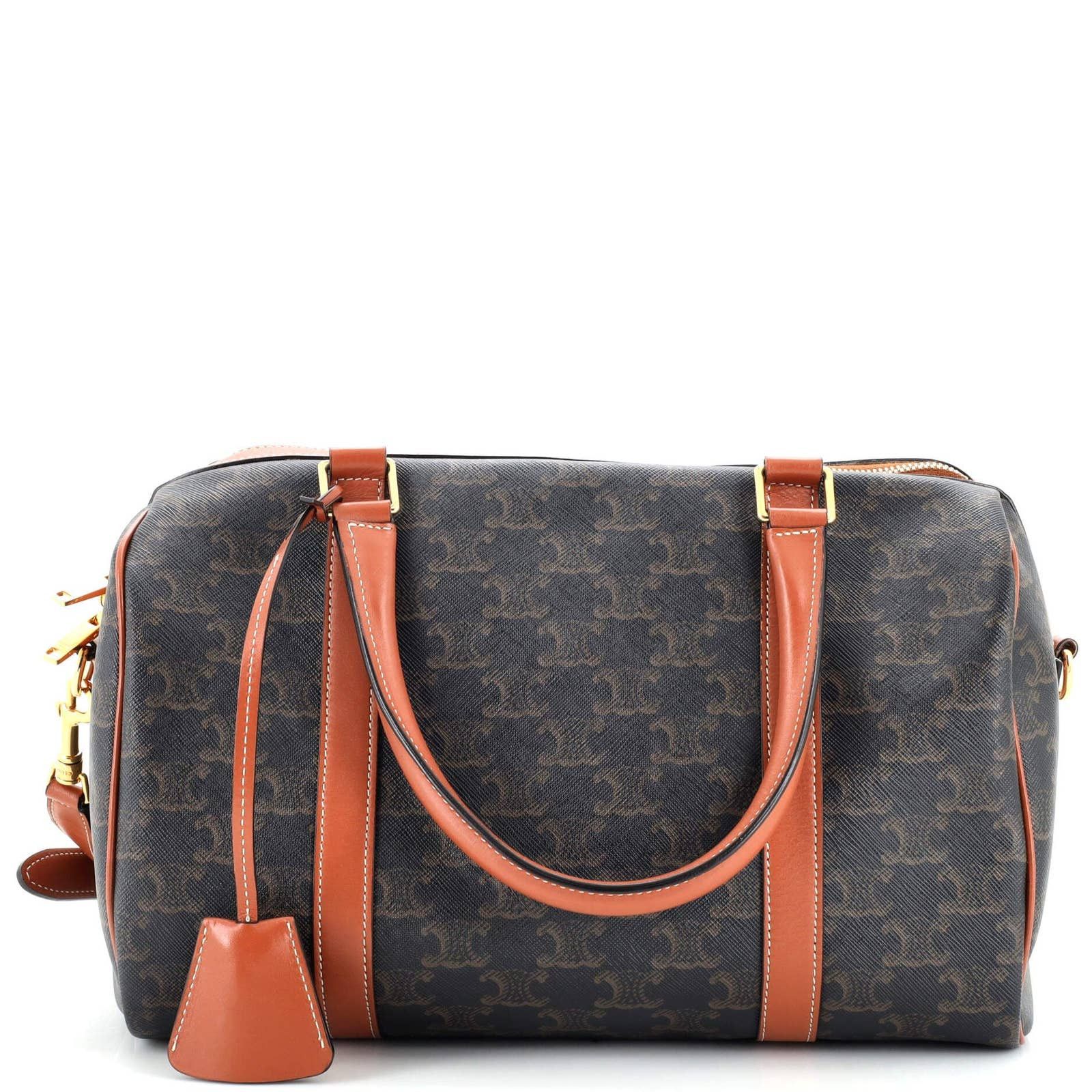 Celine Boston Bag Triomphe Coated Canvas Medium | Grailed