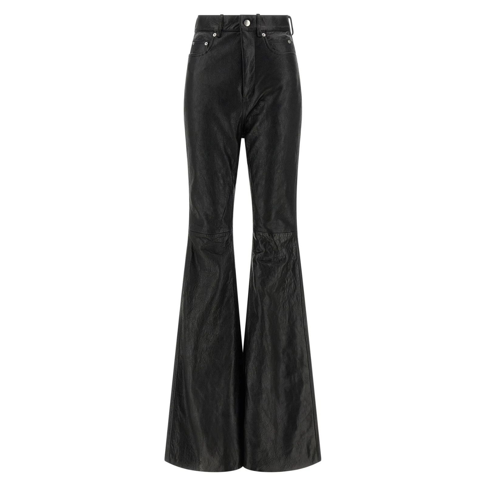 Rick Owens RICK OWENS Temple Bolan Bootcut Leather Black Pants New & Au ...