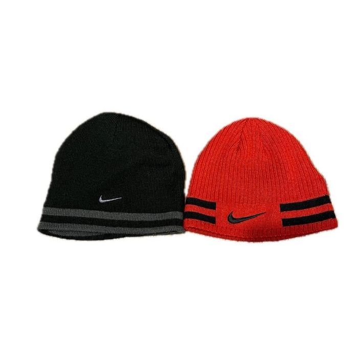 Nike vintage 2000s black and red striped nike beanies | Grailed