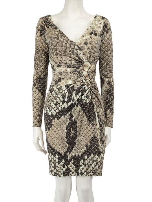 Roberto Cavalli Beige Python Print Mini Dress | Grailed