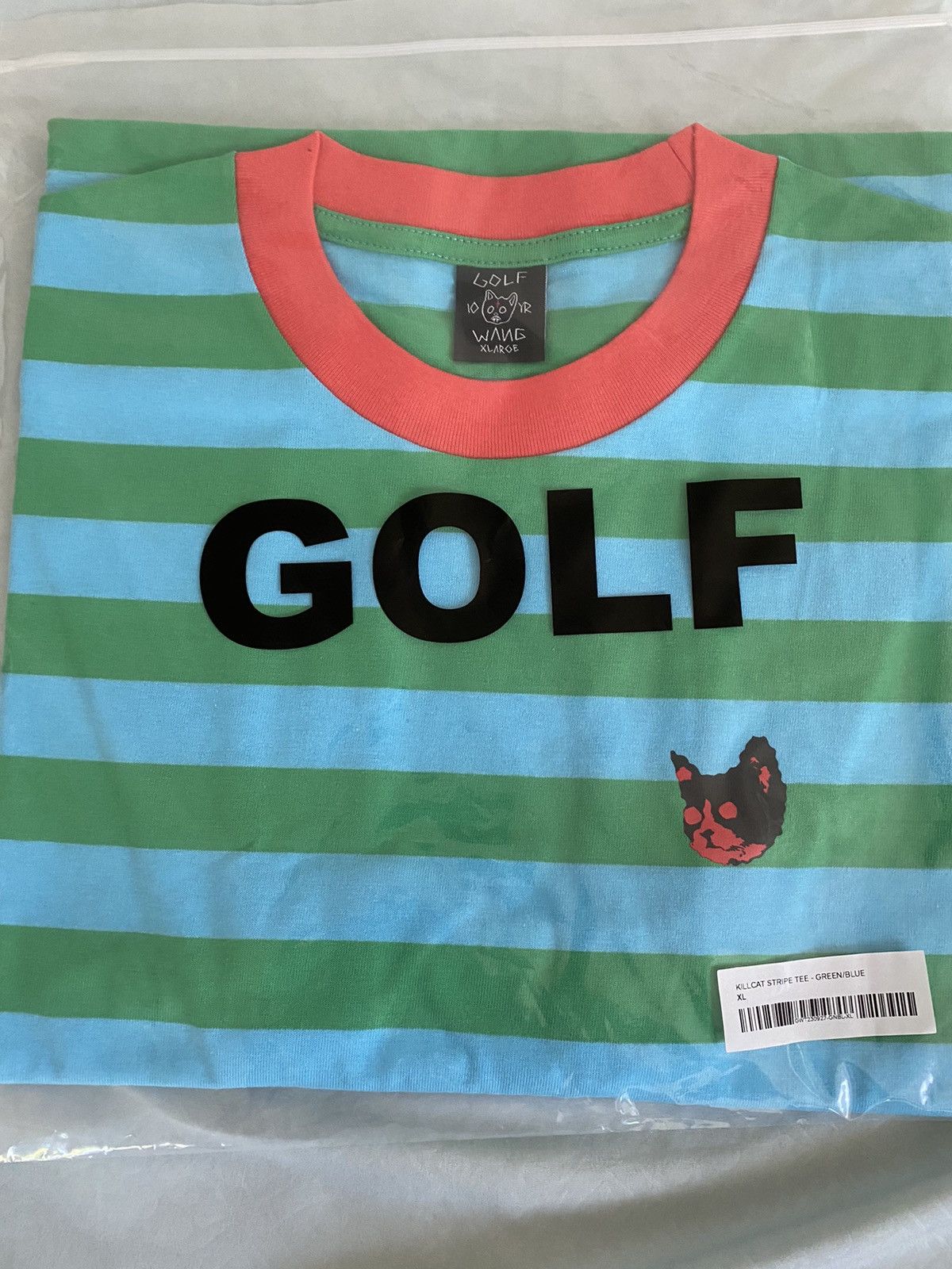 Golf Wang × Tyler The Creator Golf Wang Green Blue Striped Kill Kat Tee ...