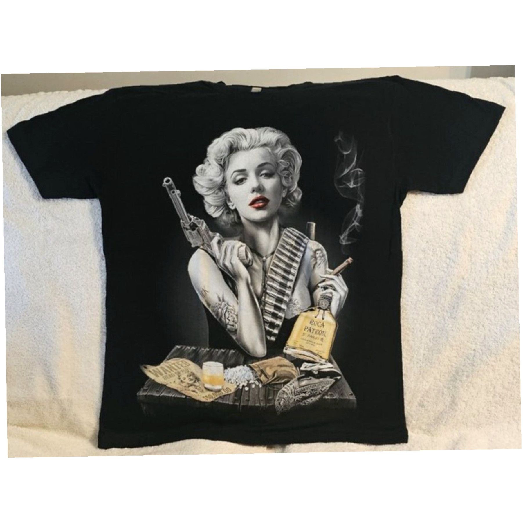 Vintage Marilyn Monroe Smoking Bullet Tequila Tattoo Gun Wanted Vintage ...