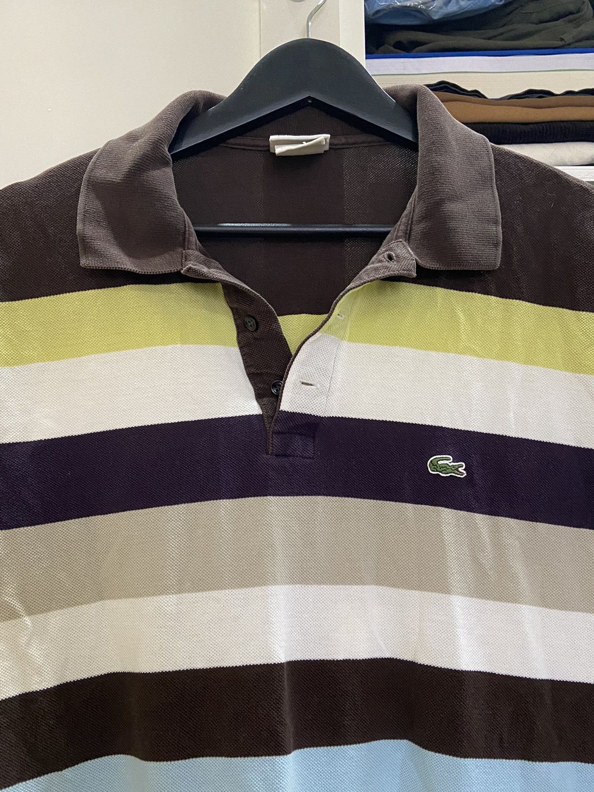 Lacoste Crazy Retro 2000s Y2K Lacoste Multicolor Striped Polo Shirt ...