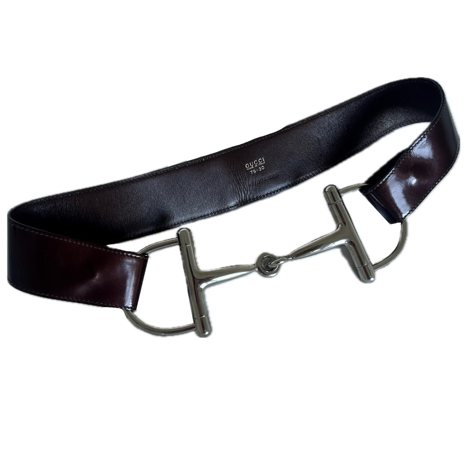 Gucci Gucci FW 1995 Brown Patent Leather & Silver Horse-bit Belt | Grailed