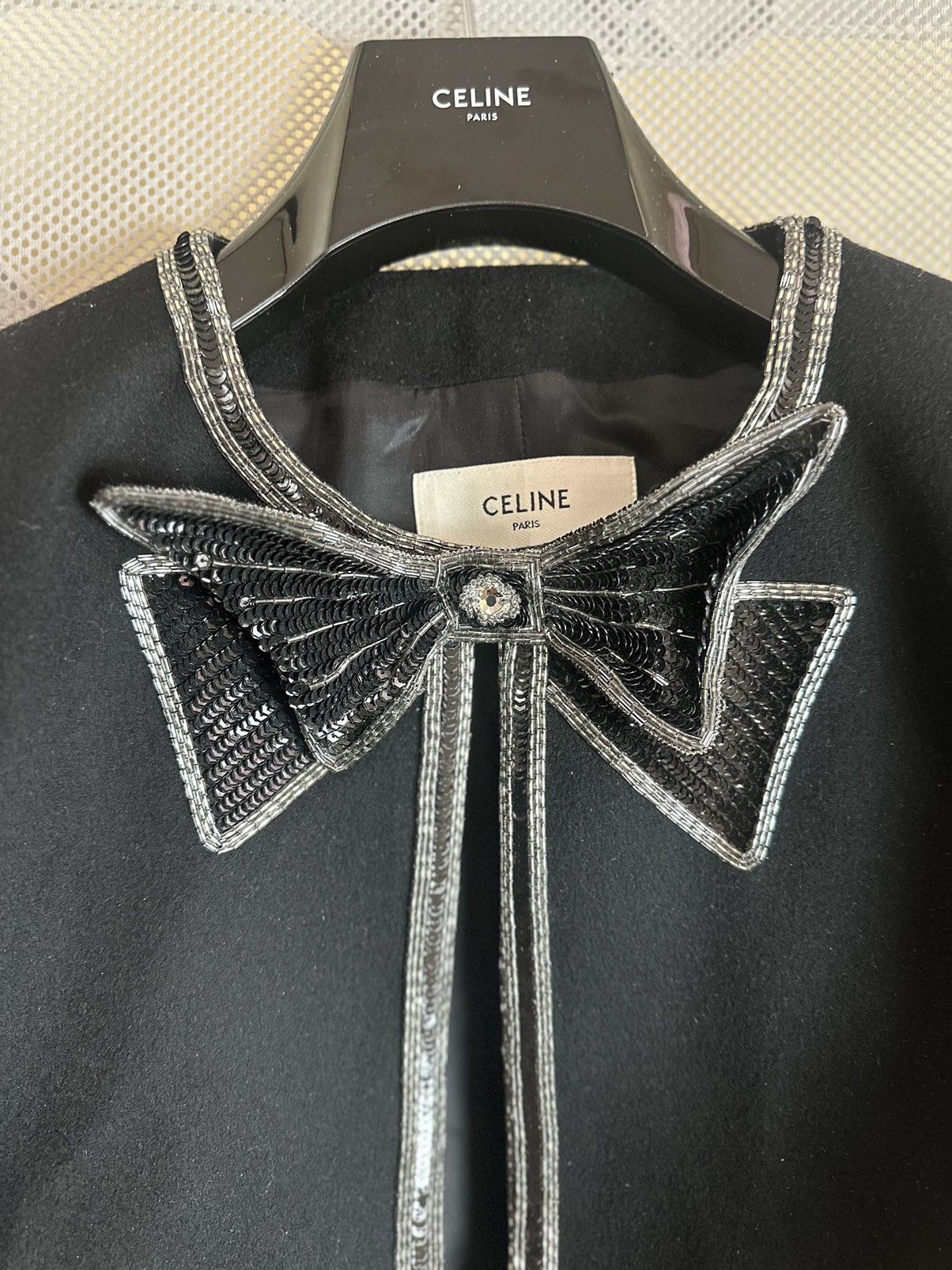 Celine RARE CELINE FW23 by Hedi Slimane - Tweed bow - Tie Jacket | Grailed