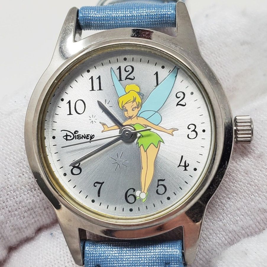 Disney Disney Tinker Bell Silver Toned Analog Watch Blue Women's | Grailed
