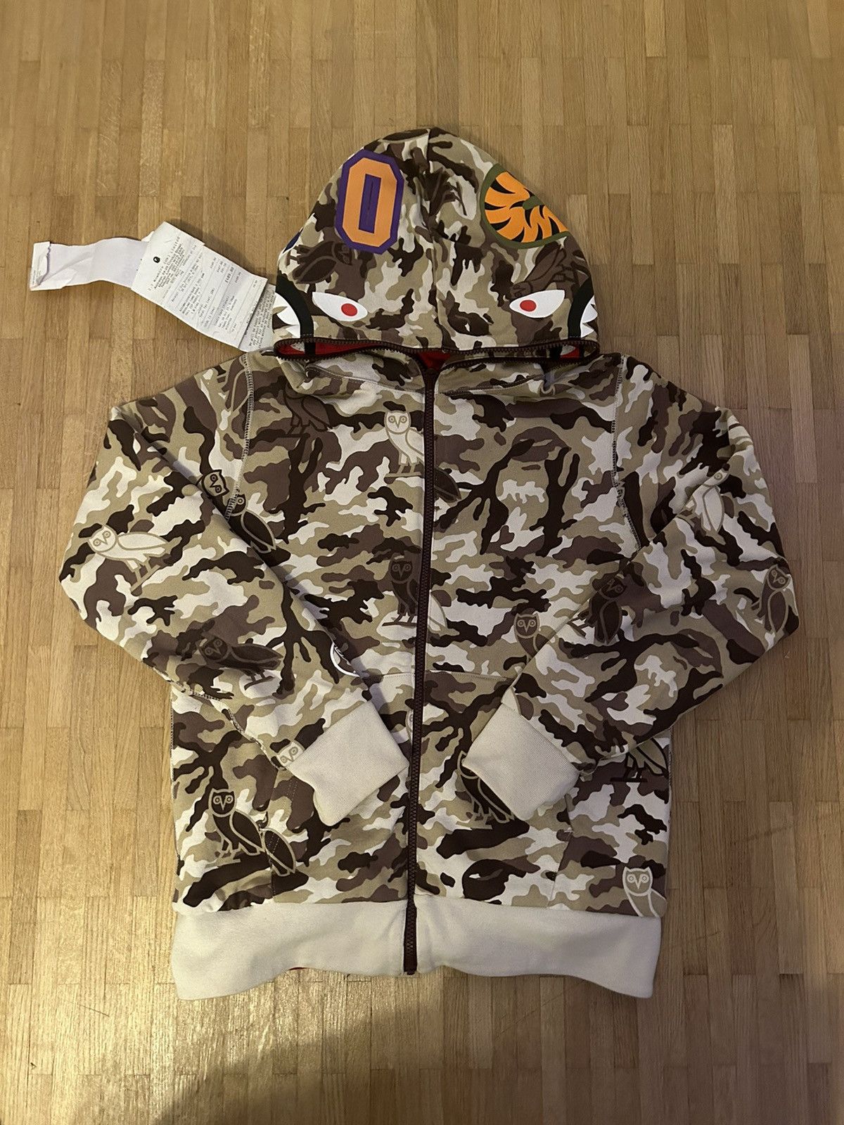 Bape Bape x OVO Woodland Camo Shark Reversible Full Zip Hoodie | Grailed