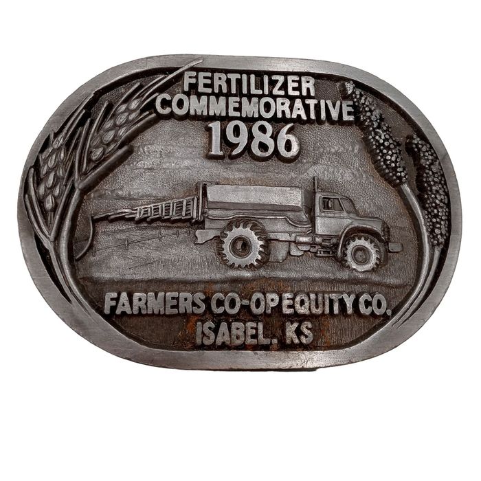 Vintage 1986 Fertilizer Commemorative Belt Buckle Isabel Kansas KS ...
