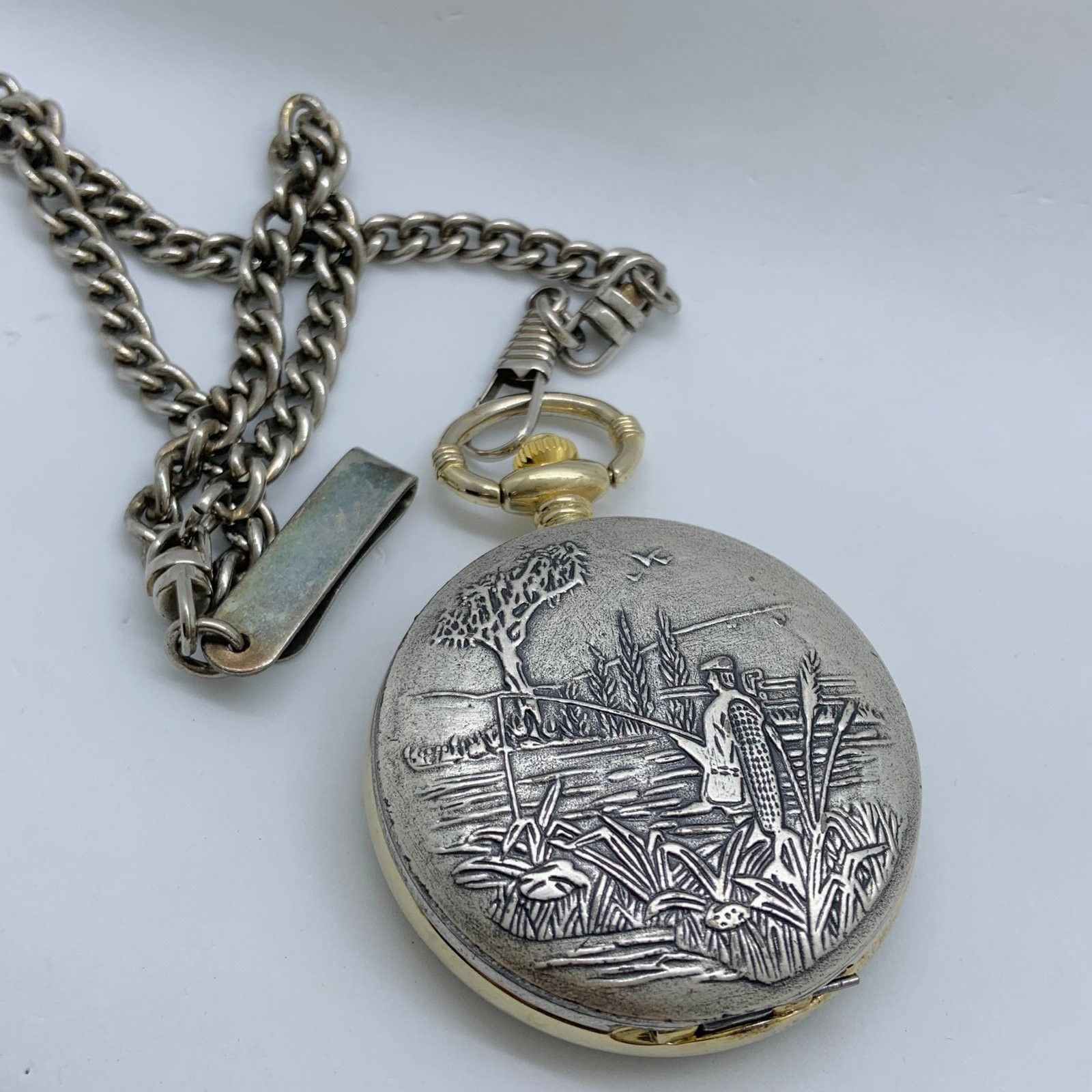 Puritan Vintage puritan silver gold tone 50mm pocket watch | Grailed