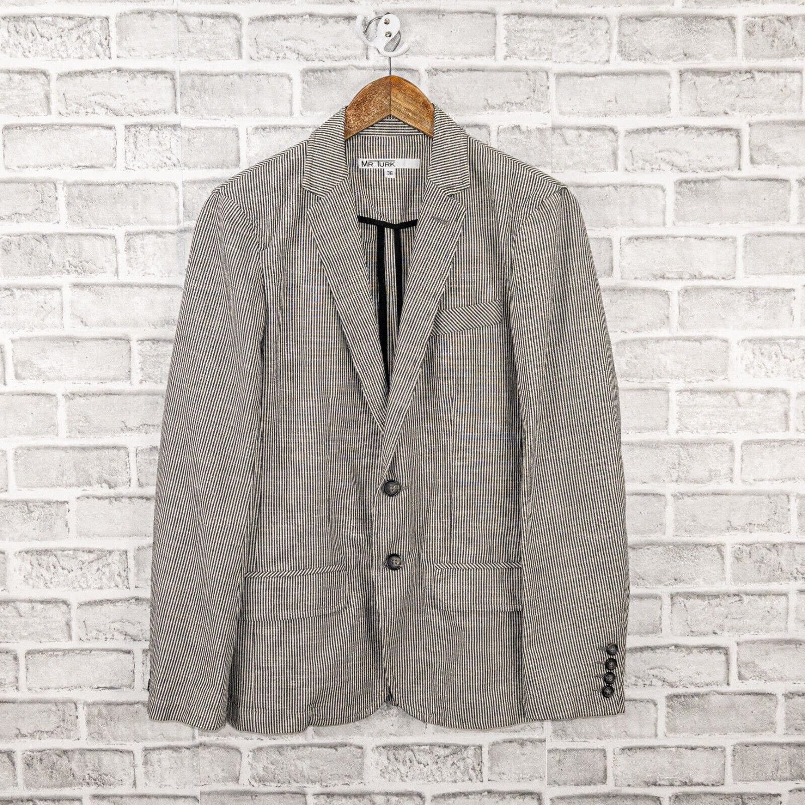 Mr Turk MR TURK 2 button Blazer Jacket white gray striped Cotton | Grailed