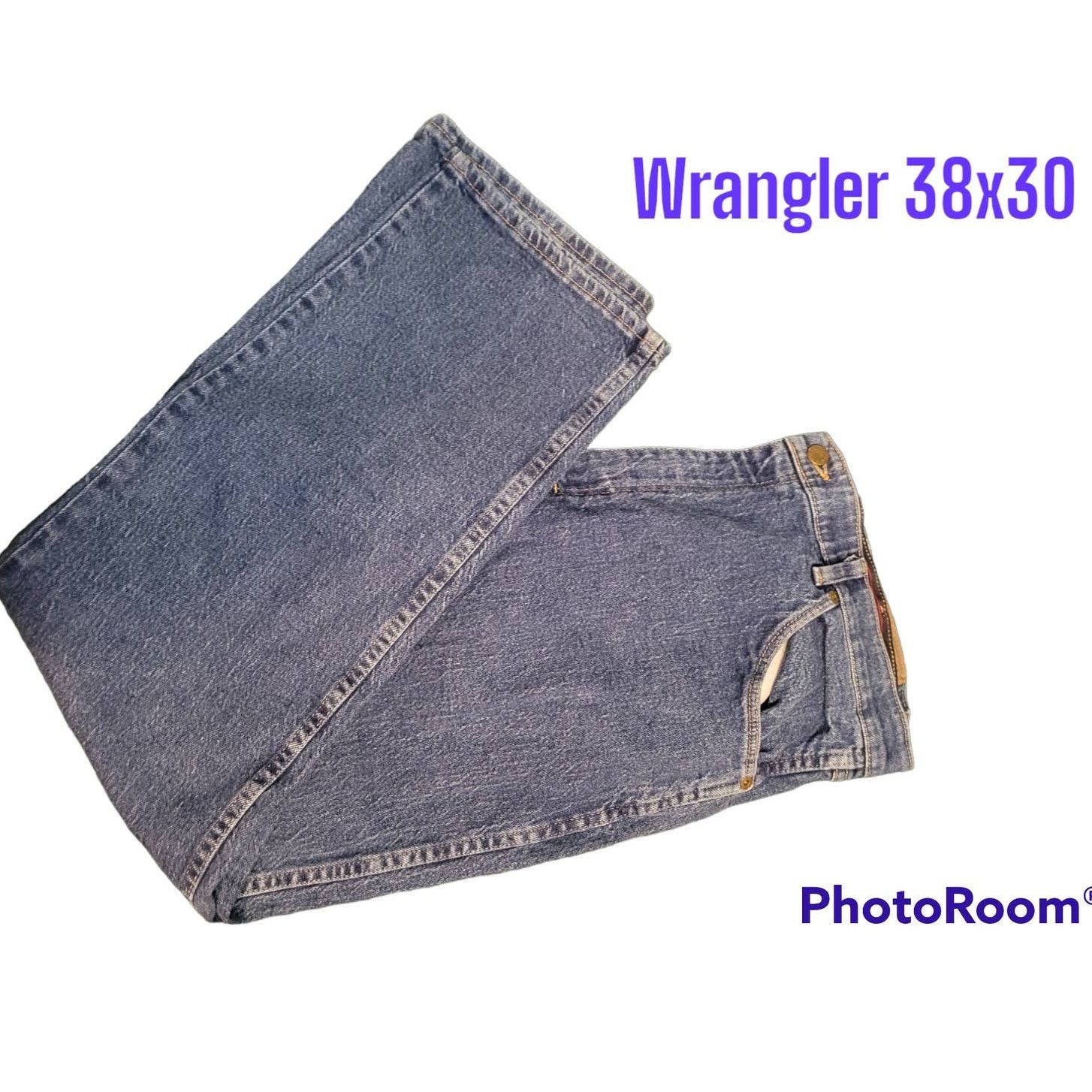 Wrangler Men's Wrangler Regular Fit Straight Leg Denim Jeans 38x30 ...
