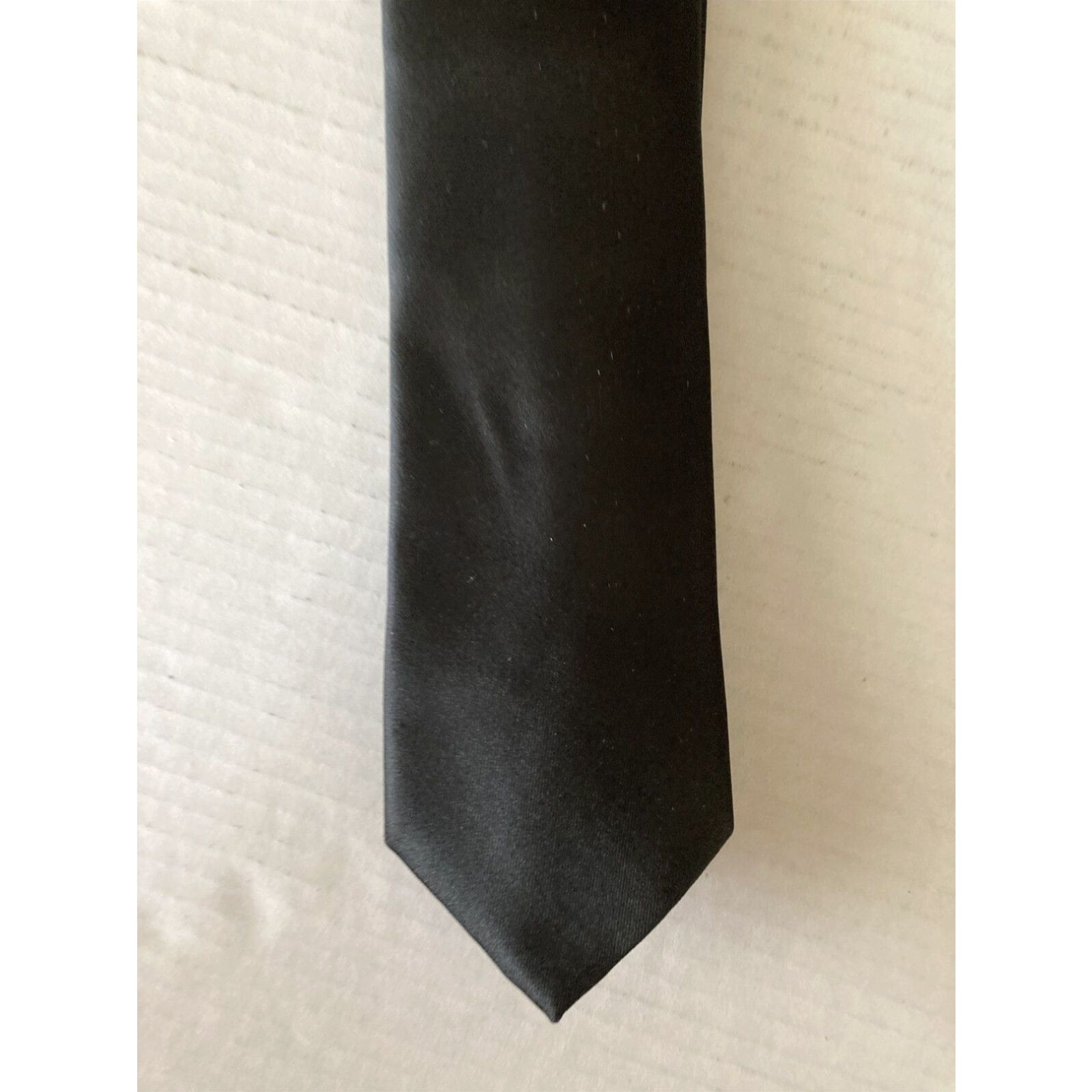 George George Solid Black Satin Polyester Necktie for Men with Slim ...
