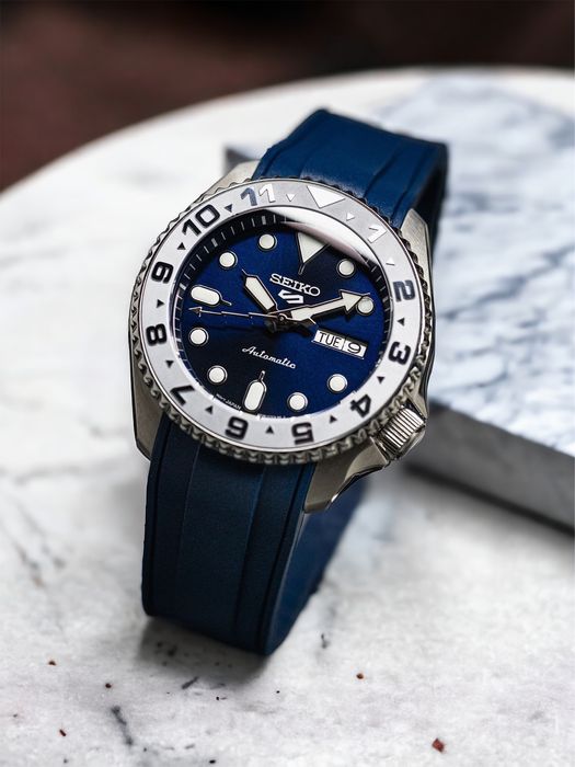 Seiko Seiko Mod Skx Blue Dial GMT Day-Date Automatic Watch 40mm | Grailed