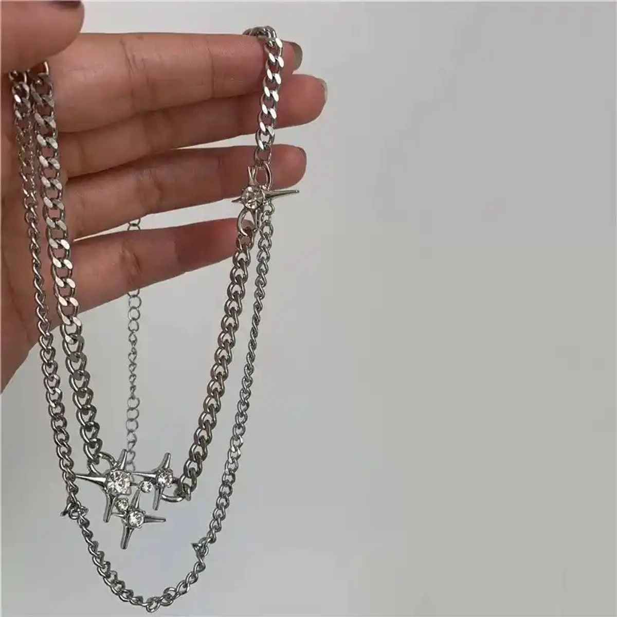 Chain Shine Silver Chain Goth God Pendant Necklace Stone Rave | Grailed
