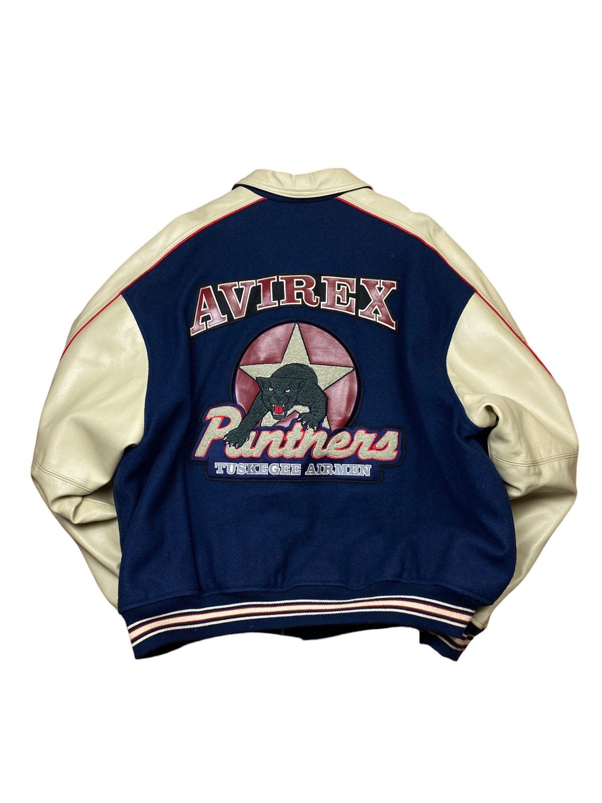Avirex × Avirex Varsity Jacket × Vintage Vintage Avirex Wool and Leather Tuskegee Airmen Jacket ...