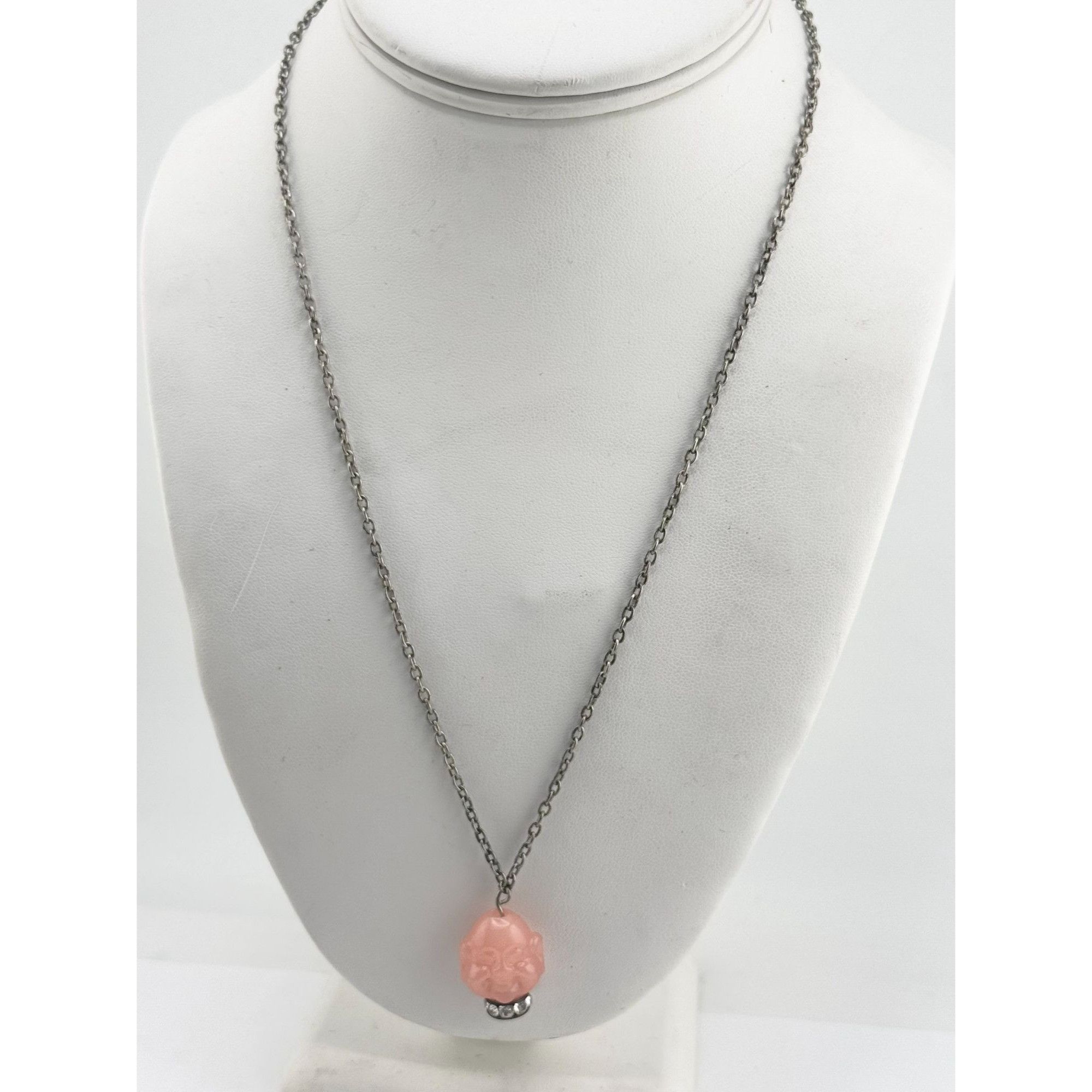 Vintage Vintage pink rhinestone Buddha charm necklace | Grailed