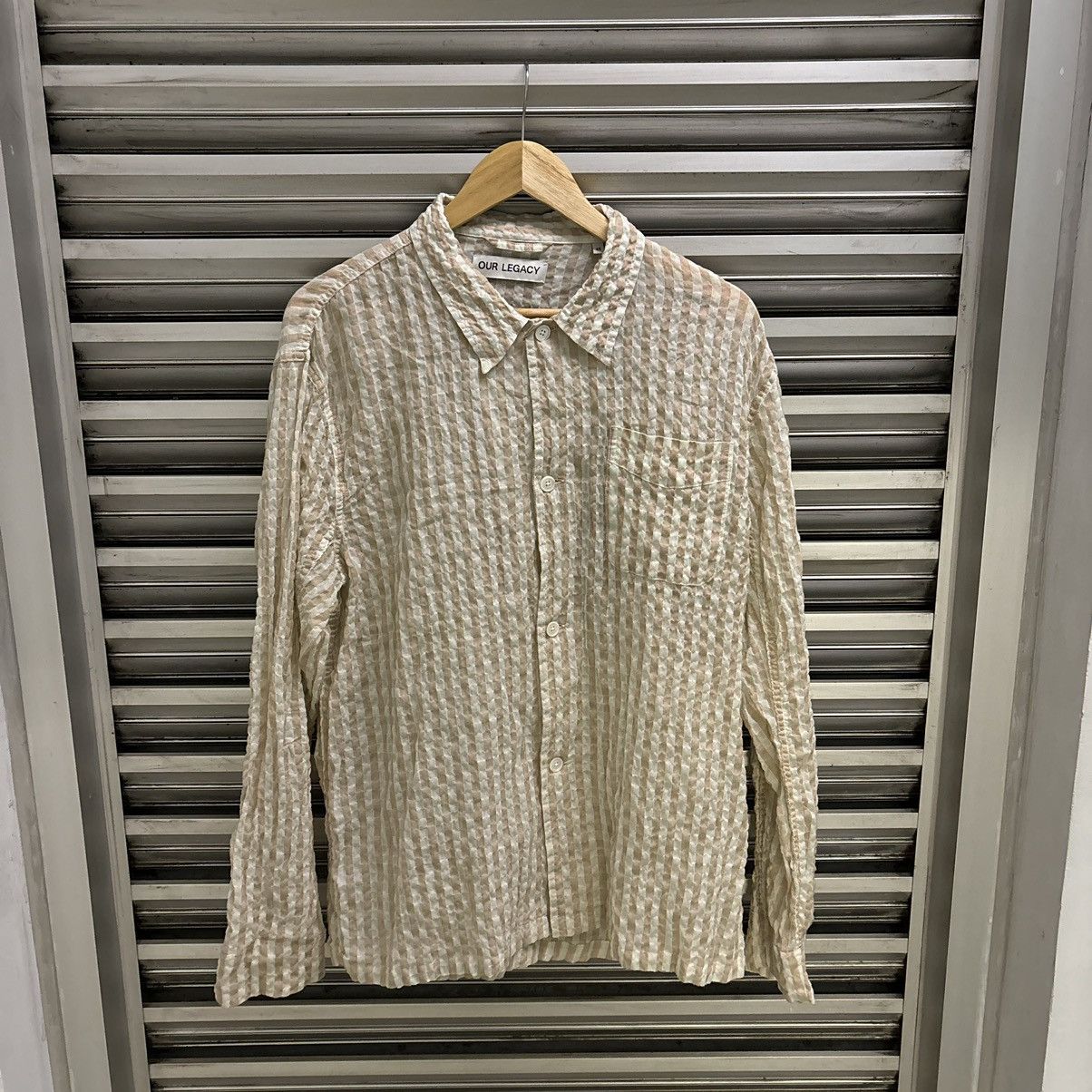 Designer × Our Legacy Our Legacy Box Shirt Basque Seersucker Check Shirt | Grailed