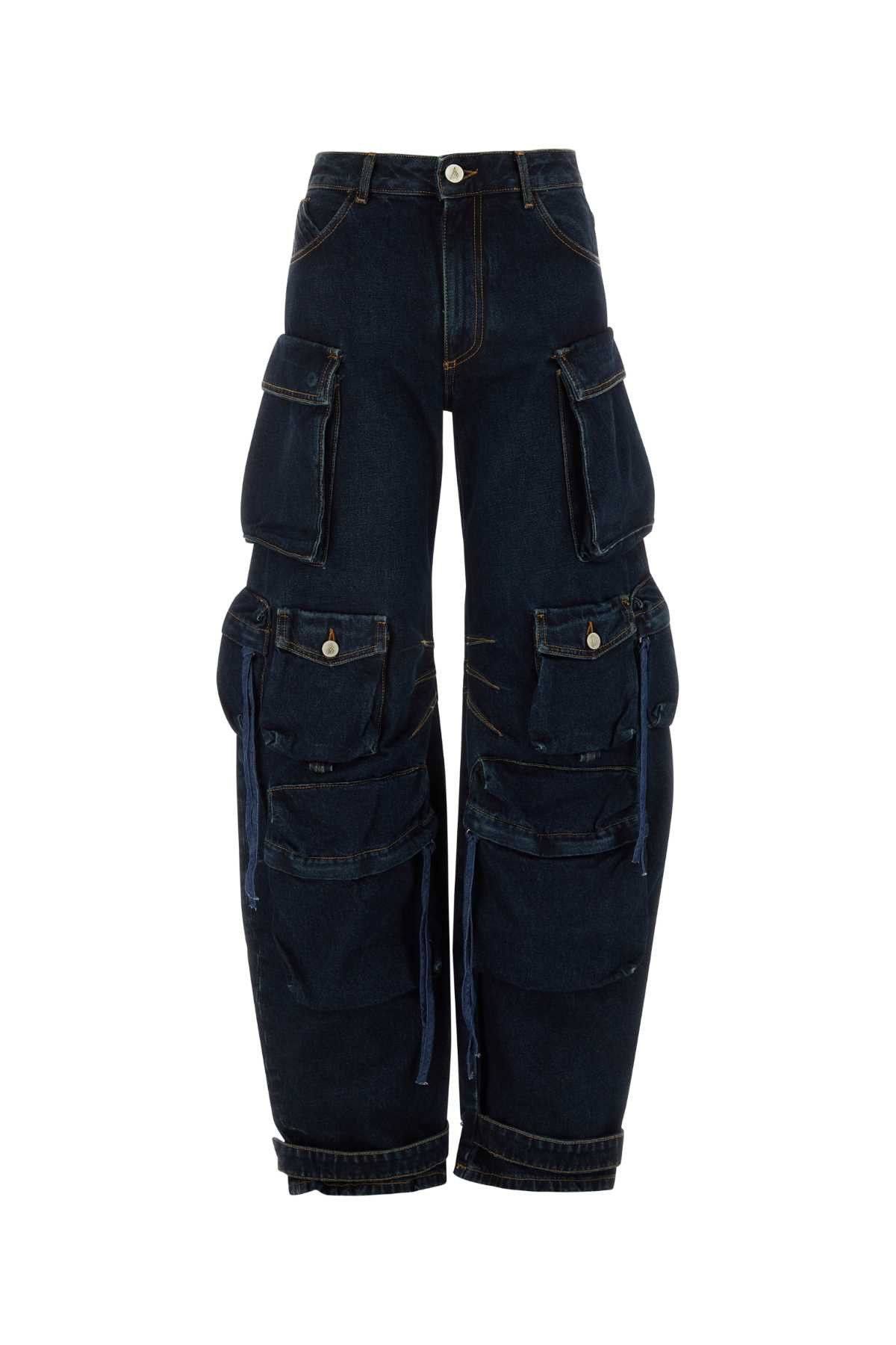 The Attico Dark Blue Denim Fern Cargo Jeans | Grailed