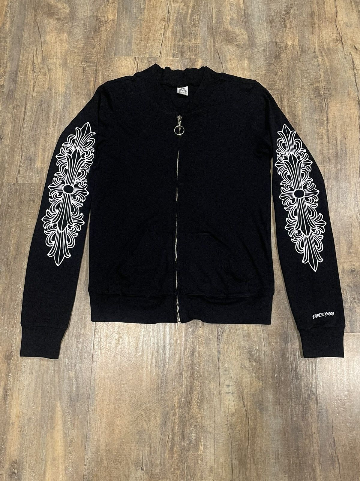 Chrome Hearts RARE Chrome Hearts Floral Cross Track Jacket Black Zip Up ...