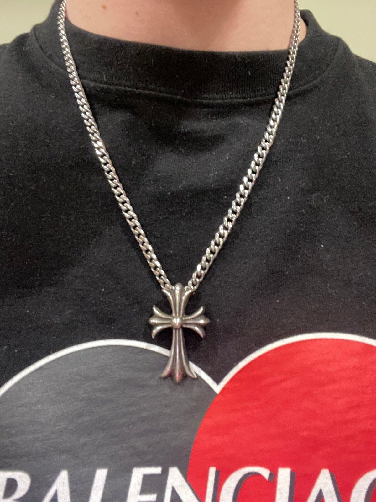 Chrome Hearts Chrome Hearts Large Cross Pendant Cuban Link Chain ...