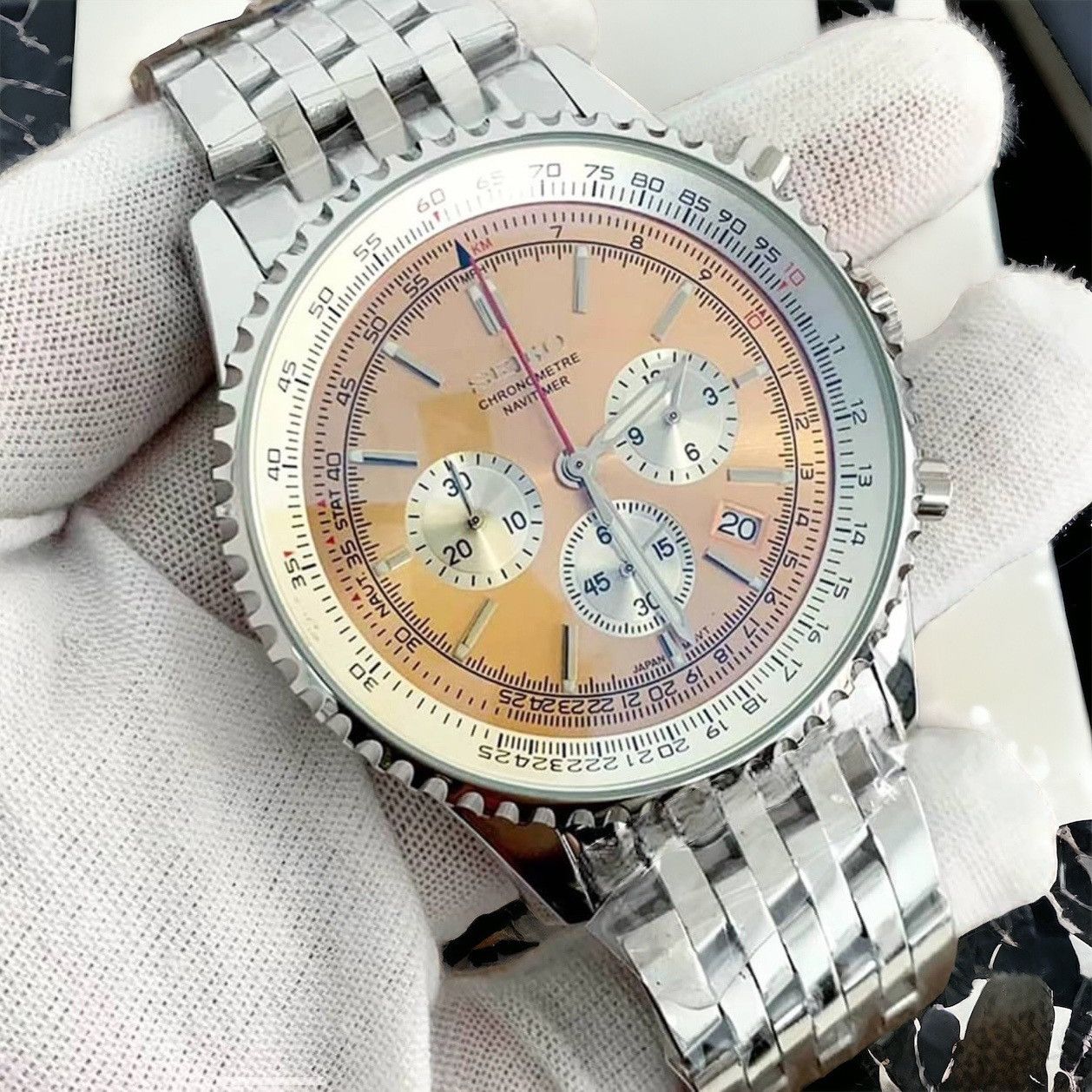 Japanese Brand × Seiko Seiko Mod Navitimer Chronograph Yellow Dial ...