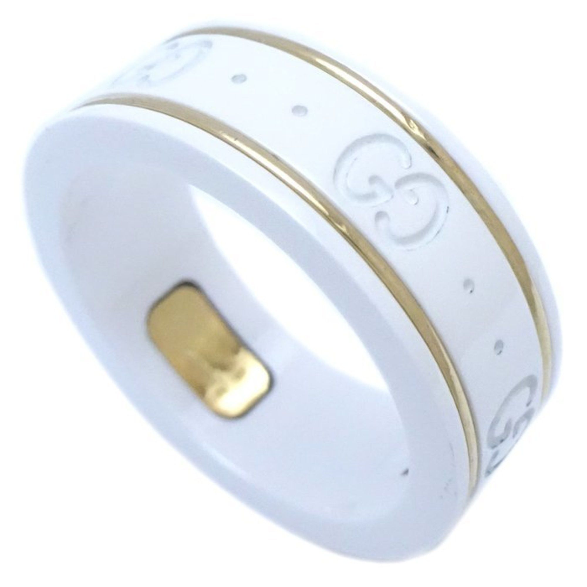 Gucci GUCCI Icon Ring #13 White Ceramic x K18YG Yellow Gold 291761 ...