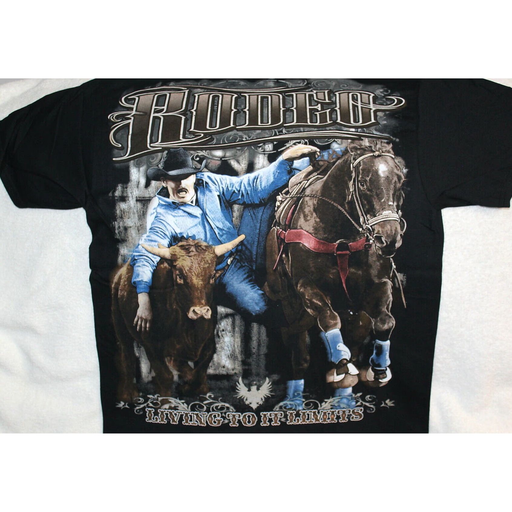Vintage COWBOY STEER WRESTLING BULLDOGGING RODEO HORSE LIVING LIFE TO ...
