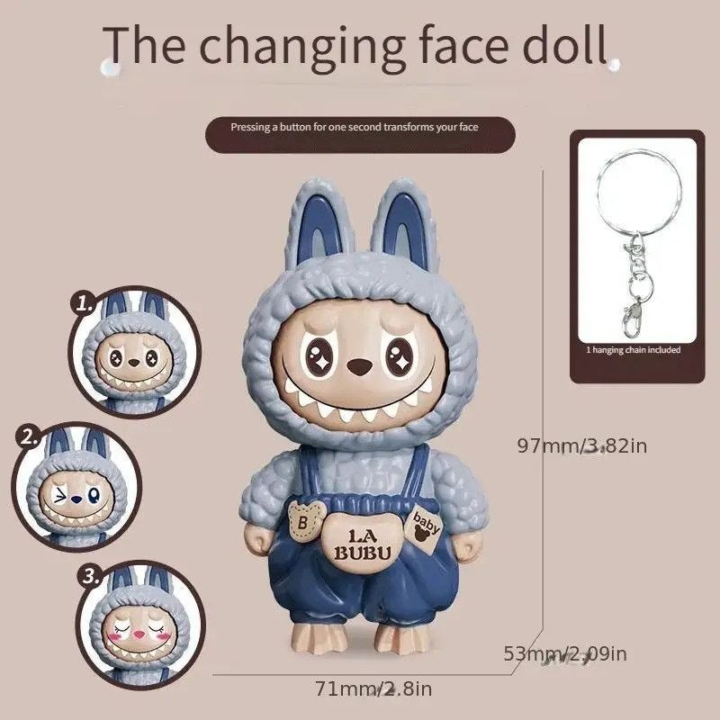 Other Labubu 3D Popmart Face Changing Keychain - blue | Grailed