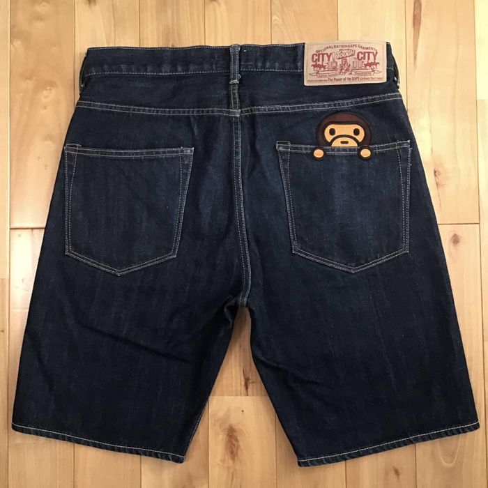 Bape BAPE Milo Embroidered denim shorts a bathing ape ★size M | Grailed