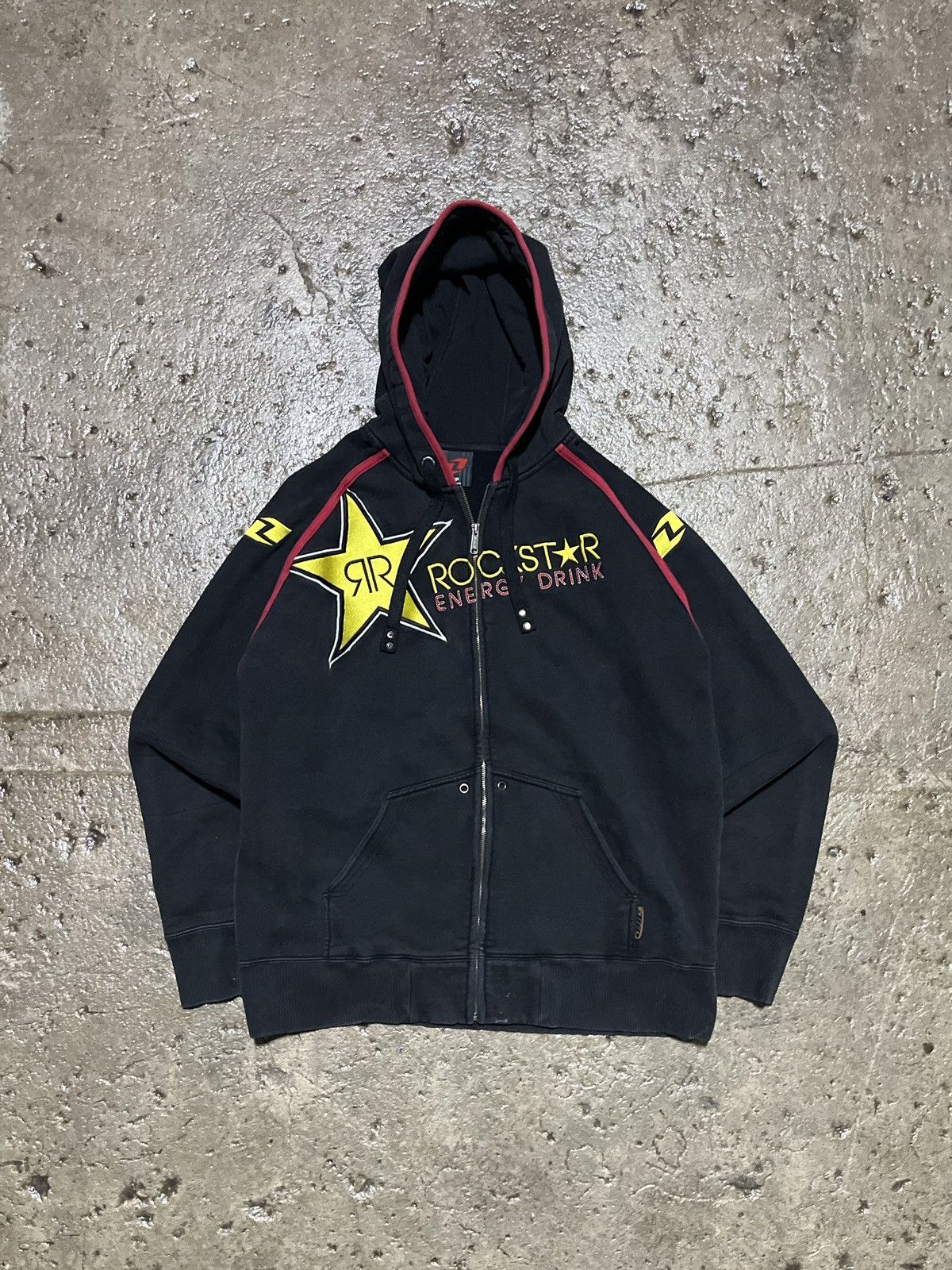 Vintage Crazy Y2K Rockstar Energy Zip-Up Hoodie Skater Goth Punk | Grailed