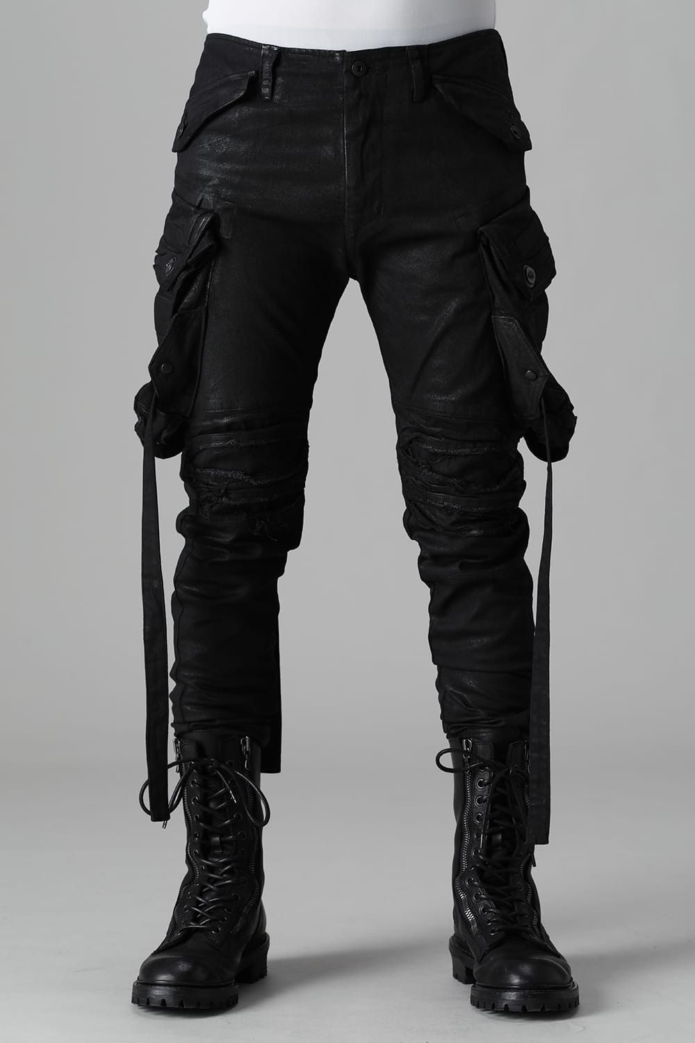 Julius Julius Gas Mask Cargo Jeans Waxed Black Denim | Grailed